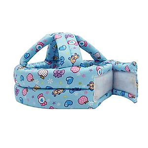 Baby Safety Helmet+2 Pairs Baby Crawling Knee Pads, Soft Comfortable Adjustable Baby Head Protective Cap Hat, Toddler Anti-Slip Knee Pads, for Baby Toddler Sitting Walking Climbing Running (Blue)