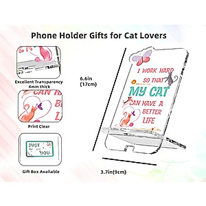 Parxara Cat Desk Accessories Phone Holder Desk Decor Gifts for Cat Lovers Women Cute Office Supplies with Lovely Kittens Uplifting Gifts Cat Stuff for Cat Mom Birthday Present for Coworkers Friend