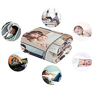 Custom Blanket Personalized Throw Blanket with Photo College Soft Flannel Blanket Customized Souvenirs Gifts for Baby Dad Mom Grandma Grandpa Friends Couple Wedding and Pets (5 Photos, 30x40 Inch)