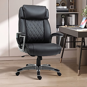 Vinsetto High Back 6-Point Massage Home Office Chair, Swivel Faux Leather Task Chair with Headrest, and Padded Armrests, Black