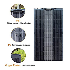 XINPUGUANG Flexible Solar Panel 100W 12V Solar Panel Kit Monocrystalline Cell,10A Charge Controller, Extension Cable，Alligator Clip Cable for Off Grid Boat rv Trailer (100W)