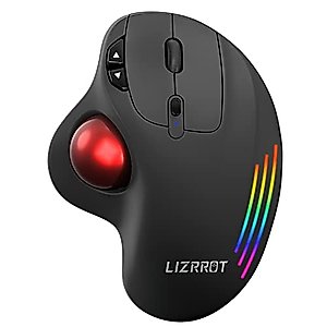 Wireless Trackball Mouse, Computer Ergonomic Mouse, Rechargeable Bluetooth Mouse, Easy Thumb Control,Precise and Smooth Tracking, 3 Device Connection(BT3.0/5.0 or USB) for PC, Laptop,iPad, Mac,Windows