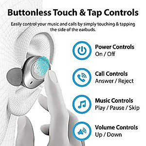 iLuv TB200 Space Gray True Wireless Earbuds Cordless in-Ear Bluetooth 5.0 with Hands-Free Call Microphone, IPX6 Waterproof Protection, High-Fidelity Sound; Includes Compact Charging Case & 4 Ear Tips