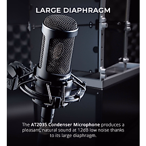 blucoil Audio Technica AT2035 Cardioid Condenser Microphone Perfect for Studio, Podcasting & Streaming, XLR Output Bundle Boom Arm Plus Pop Filter, and 2-Pack of 10-FT Balanced XLR Cables