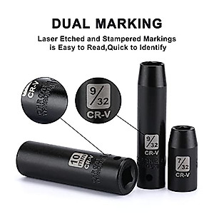 Mayouko 50PCS 1/4 Inch Drive Master Impact Socket Set,Metric/SAE,Deep/Shallow,6 Point,CR-V, 5/32 Inch - 9/16 Inch, 4mm - 15mm.