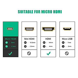 Smraza Micro HDMI to HDMI Cable, 2 PCS 6 Feet 4K Ultra HD Micro HDMI Cable Male to Male, for Raspberry Pi 4/3 B/3 B+, GoPro Hero, Action Camera/Cam