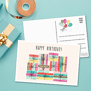 Sweetzer & Orange Happy Birthday Postcards Pack (60 Post Cards) 4x6” Postcards for Kids and Adults. 300gsm Note Cards. Happy Birthday Cards Assortment Greeting Cards. Blank Birthday Cards