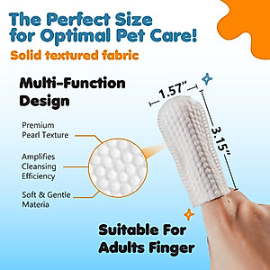 OOHAYA 3-in-1 Pet Finger Wet Wipes for Dogs & Cats, Soft Disposable Finger Wipes for Eye, Ear, & Dental Care, Freshen Breath with Dental Finger Wipes, Pack of 50