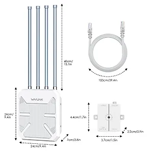 WAVLINK Outdoor WiFi Extender AX1800 Dual Band Long Range WiFi Extender with PoE, IP67 Weatherproof, 4x8dBi High-gain Antennas, Outdoor Access Point for Farm, Courtyard, Factory, Campsite, Gazebo