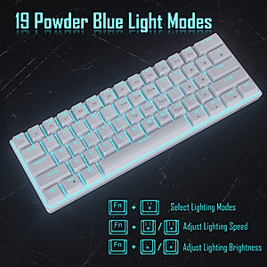 CMUNBBB 60 Percent Mechanical Gaming Keyboard, White Gaming Keyboard with Red