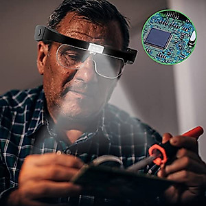 Head Magnifier Glasses with 2 LED Lights USB Charging Magnifying Eyeglasses for Reading Jewelry Craft Watch Repair Hobby, Detachable Lenses 1.5X, 2.5X, 3.5X,5X(Black)