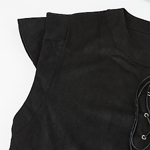 Arplvf Pirate Costume Men Renaissance Vest Medieval Costume Men Viking Ren Faire Vest Black Gothic Vest M