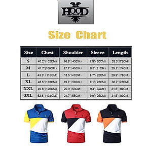 HOOD CREW Man’s Fashion Polo Shirts Short Sleeves Collared T shirt Color Block Sports Golf Polos Pink XL