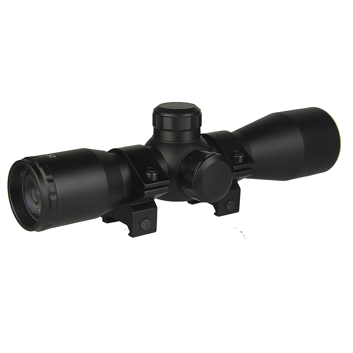 TWP 4x32 Compact Hunting Scope, Rangefinder Reticle, 1" Tube and Mid-Height Weaver Ring Mount