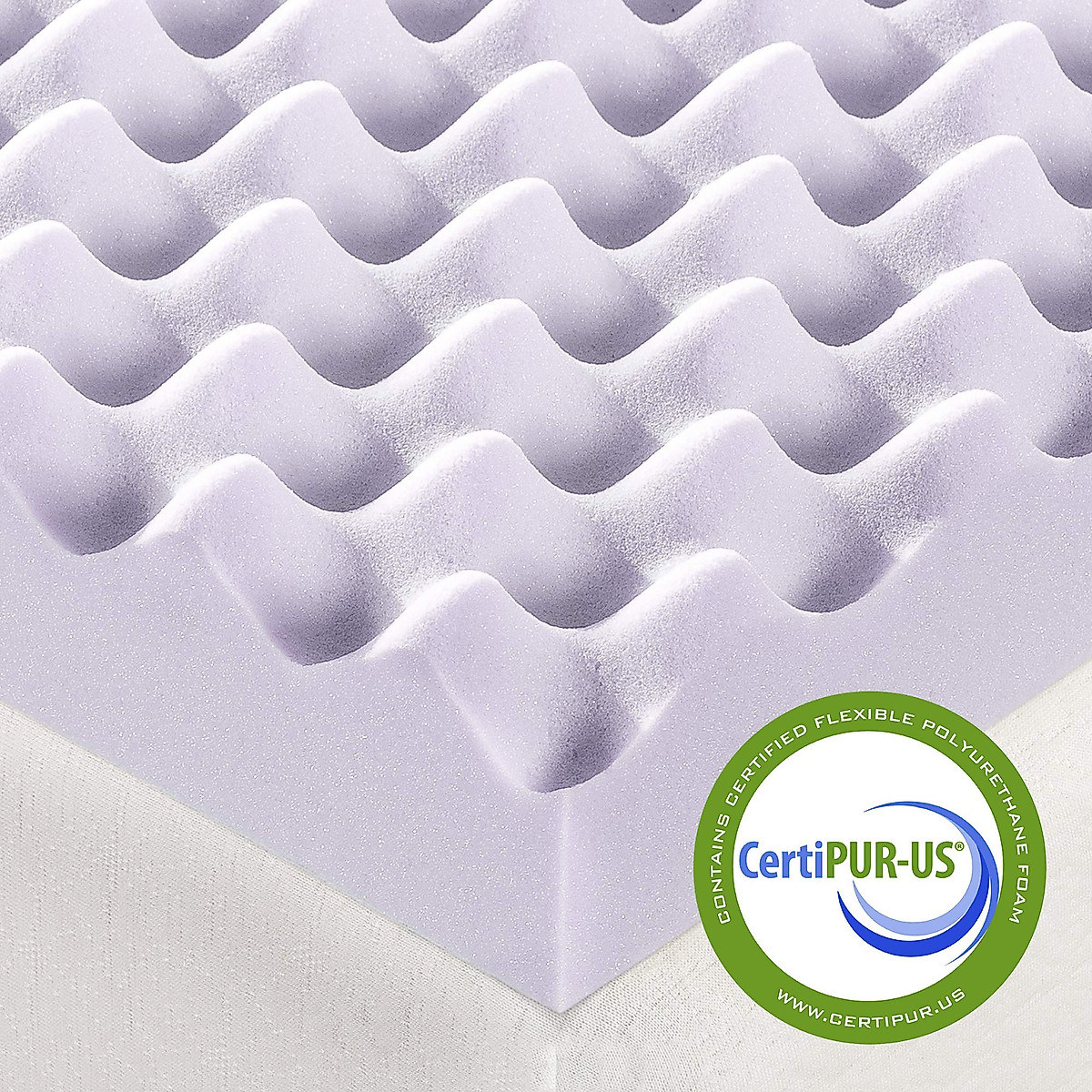 Best Price Mattress 3 Inch Egg Crate Memory Foam Mattress Topper with Soothing Lavender Infusion, CertiPUR-US Certified, Queen