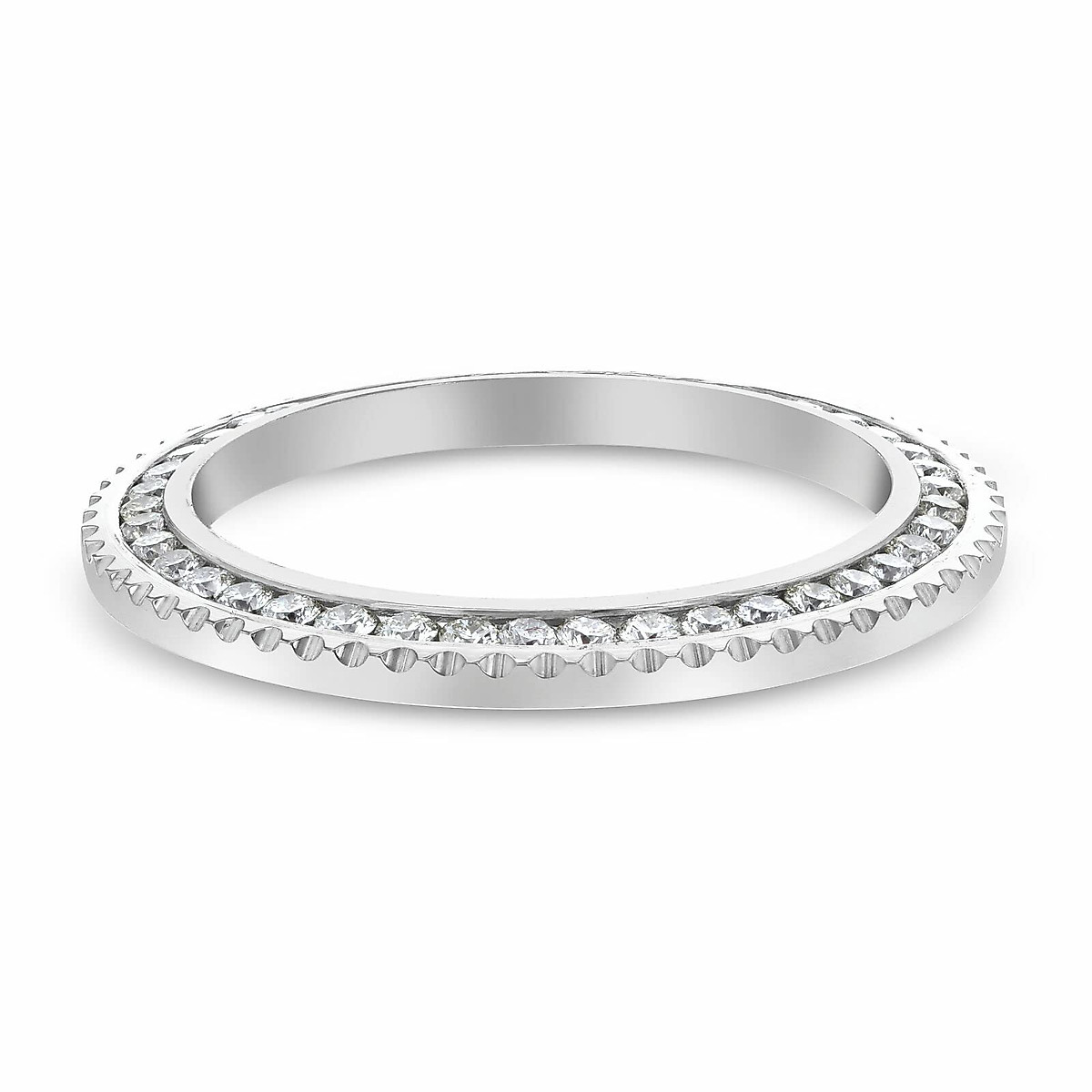 Ewatchparts 3ct Channel Diamond Bezel With Ridges Compatible With Rolex Submariner, GMT Master 2 Steel