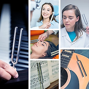 SURGICAL ONLINE Tuning Fork Set of 5 for Nursing, Medical and Music Students (C128, C256, C512, C1024 & C2048) Zipper Case Included