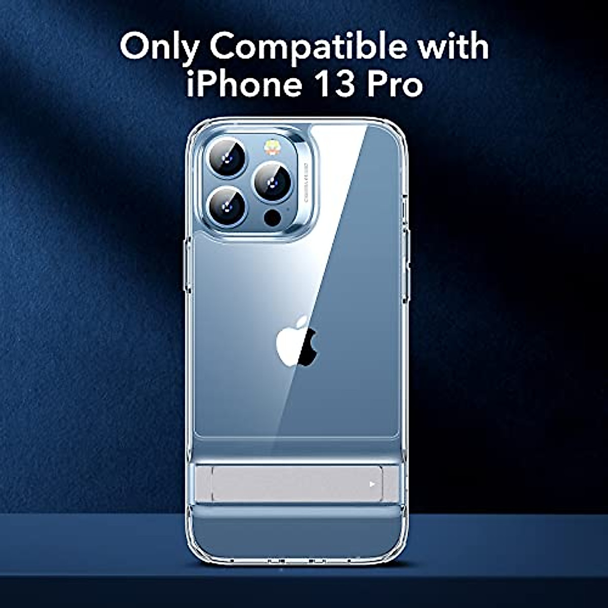 ESR Metal Kickstand Case Compatible with iPhone 13 Pro Case, Patented Three-Way Stand, Reinforced Drop Protection, Slim Flexible Back Cover, Clear