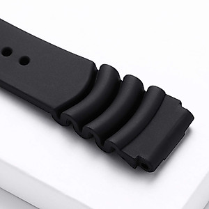 Silicone Watch Strap For Men Diver Watches Quick Release Rubber band Black 20mm, (rubber20)