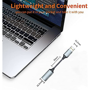 USB A to Lightning Audio Adapter Cable USB 3.0 Male to Lightning Female HiFi Audio Headphones Converter Fit with USB A MacBook Computer PC Support Volume Control Mic Nylon Braided