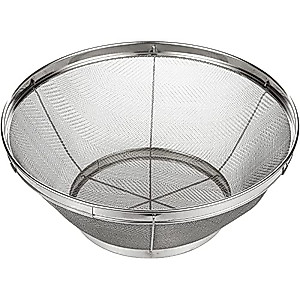 Large Fine Mesh Pasta Strainer, Metal Colander for Rice, Quinoa, Yogurt (10 x 4 In)