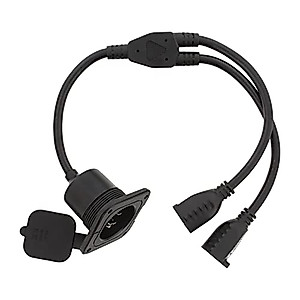 Dumble 3 Prong Y Splitter Cable Power Extension Cord - 15 AMP Flanged Inlet 2 Way Extension Cord Splitter for RV Install