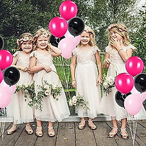 Hot Pink Birthday Party Decorations, 50 PCS 12 Inch Rose Red Hot Pink Black Latex Confetti Balloon Polka Dot Balloons for Girls Wedding Baby Shower Mardi Gras Minnie Mouse 3rd 4th 30th Birthday Party