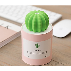UODBUYO Mini Humidifier, 280ml USB Cool Mist Portable Cactus Air humidifier, Ultra-Quiet Operation for Bedroom Home Office Yoga Car Travel(Pink)