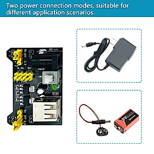 Minidodoca Upgraded Electronics Component Fun Kit Power Supply Module, Jumper Wire, 830 Breadboard, LED,Capacitor,Diode,Resistor,Transistor,Compatible Raspberry Pi, STM32