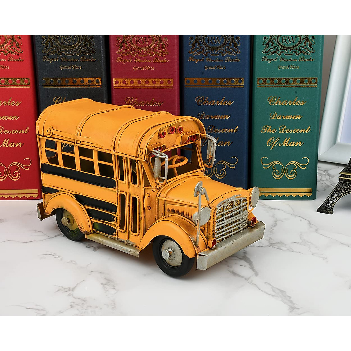 DS. DISTINCTIVE STYLE Handcrated Metal School Bus Retro Classic Vehicle Desk Decor