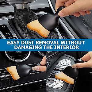 BELOMI Car Detailing Brush, Auto Interior Dusting Brush, Car Soft Bristle Cleaning Tool, Universal Car Interior Crevice Brush for Dashboard, Air Conditioner Vents, Leather, Computer (Pink)