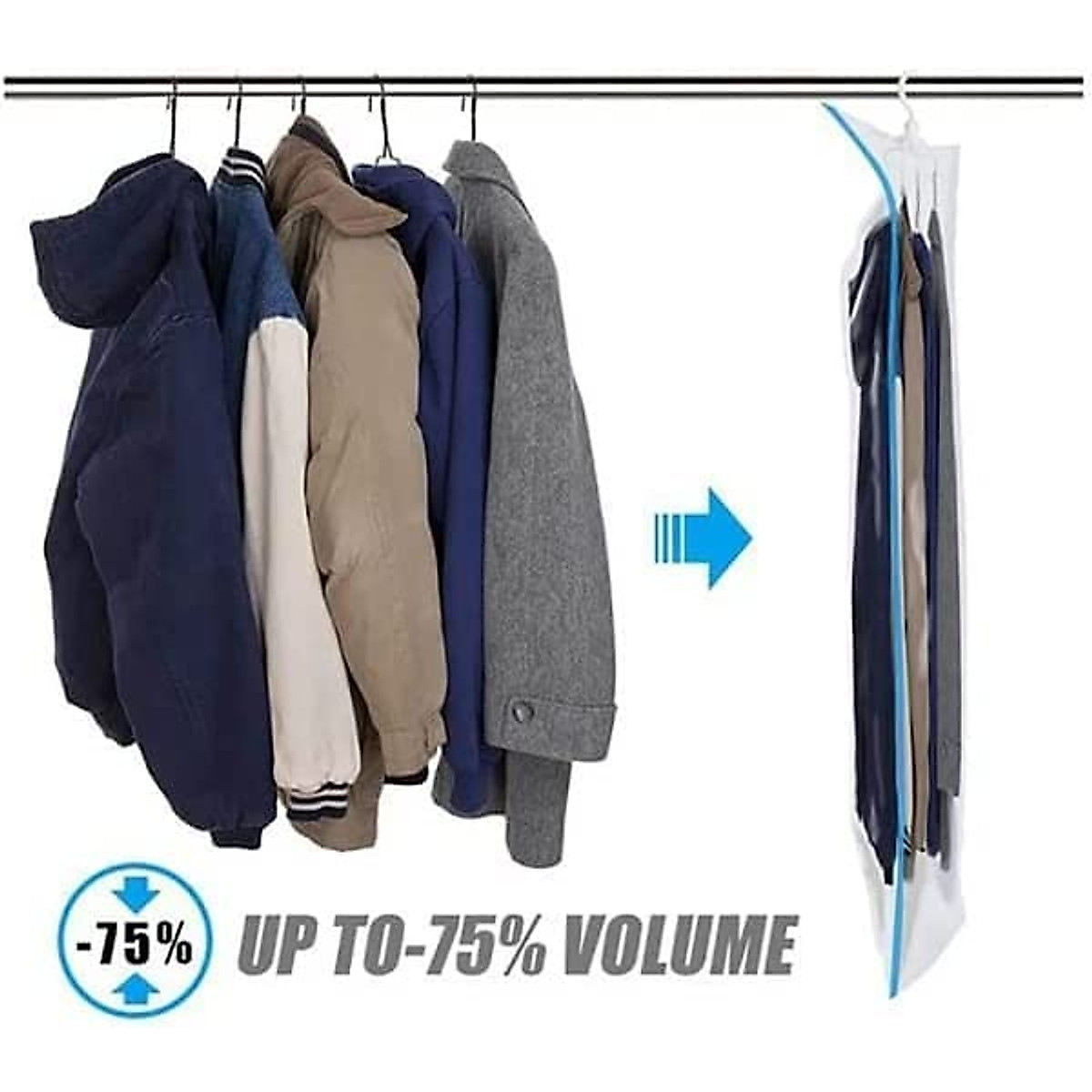 2023 Hanging Compressible Storage Bag -【New Version】Vacuum Storage Bags w/Manual Air Pump, Reusable & Durable, Clothes Vacuum Organizer for Home Closet Organization (Medium, 2 PCS)