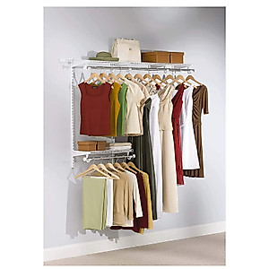 Rubbermaid Configurations Classic Closet Kit, White, 3-6 Ft., Wire Shelving Kit with Expandable Shelving and Telescoping Rods, Custom Closet Organization System, Easy Installation