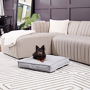 Happy Hounds Milo Square Tufted Pillow Dog Bed, Cement, Small (24" x 24"), 24.0" L x 24.0" W x 5.0" Th