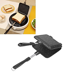 Grill Pan, Nonstick Egg Pancake Steak Frying Skillet with Lid Breakfast Cooker for Gas Stove Induction Cooking