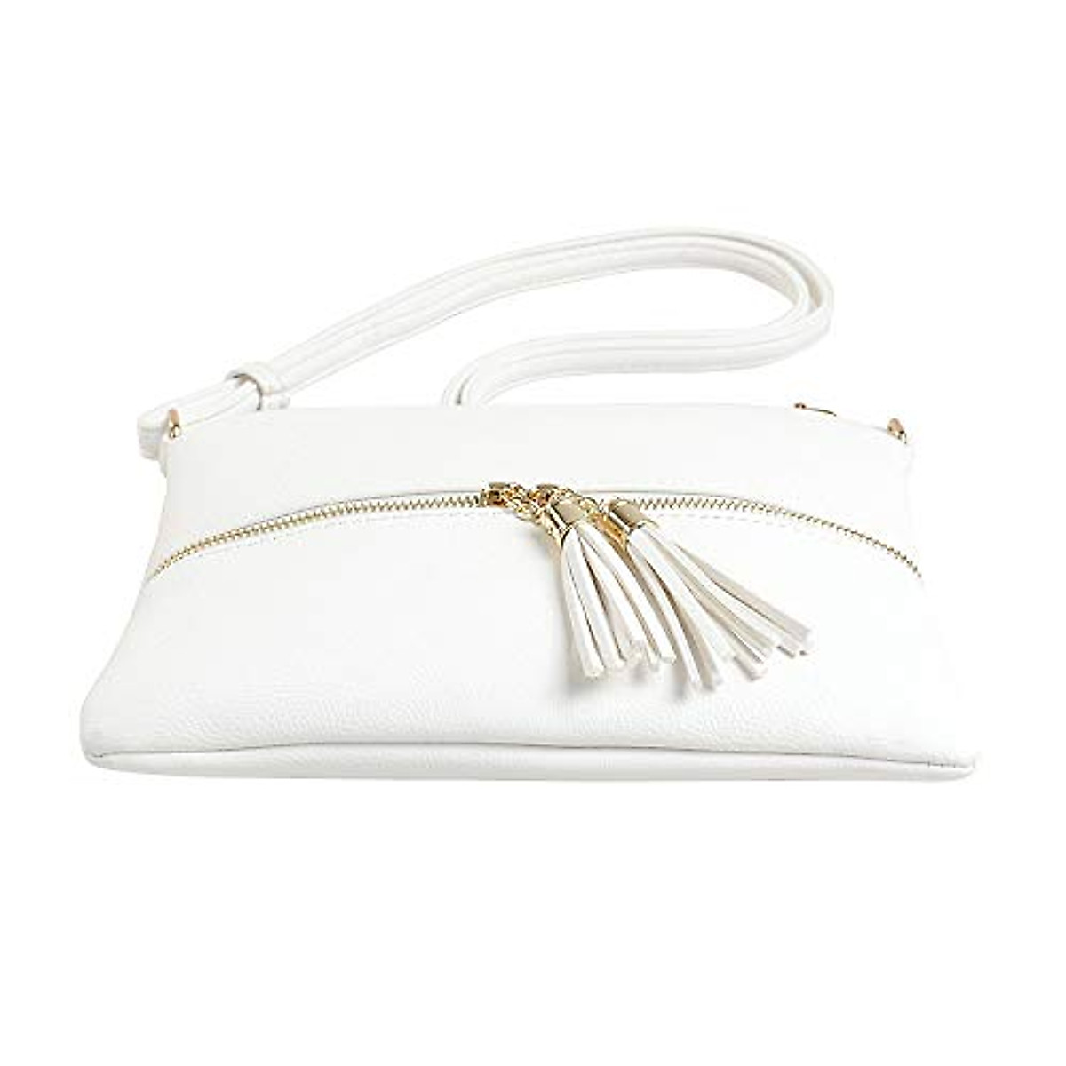 SG SUGU Lightweight Medium Crossbody Bag Shoulder Bag with Tassel and Zipper Pocket (White)