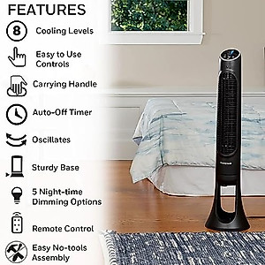 HONEYW HYF260BV2 QuietSet Oscillating Electric Tower Stand Fan (Black) (Renewed)