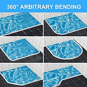 Duzzy 67 Inch Collapsible Shower Threshold Water Dam, Silicone Shower Water Stopper Barrier, Ideal for Wheelchair Accessible, Suitable for Accessibility ADA Handicap Showers Bathroom(5.6 Ft, White)