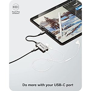 ALOGIC 2-in-1 USB-C Audio and Charging Adapter,USB-C to 3.5mm Audio Jack & USB-C Charging Port,PD Fast Charging,Ultra-Built Quality,Compatible with USB-C iPad/Tablets, Smartphones, laptops and More.