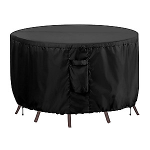 OutdoorLines Outdoor Waterproof Patio Table Furniture Set Covers - Round Couch Sectional Cover Outside Weatherproof Patio Furniture Covering for Deck, Lawn and Backyard 84" DIA x 28" H, Black