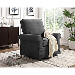 Angel Line Natalie Upholstered Swivel Glider, Dark Grey