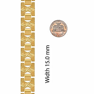 LIFETIME JEWELRY 15mm Diamond Cut Star and Arrows Link Bracelet for Men and Women 24k Gold Plated (Gold, 9 inches)