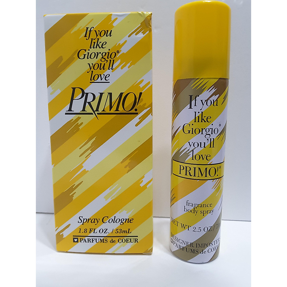 Primo By Parfums De Coeur For Women. Cologne Spray 1.8-Ounce and Fragrance Deodorant Body spray 2.5 Oz bundle