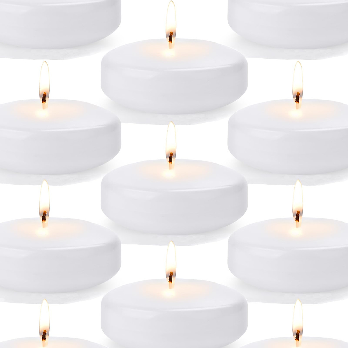 36 Pack White Floating Candles 3 inch Unscented and Non-Dripless Wax Burning for 13-15 Hours, Floating Candles Used for Cylindrical Vases, Centerpieces at Parties and Home Decorations