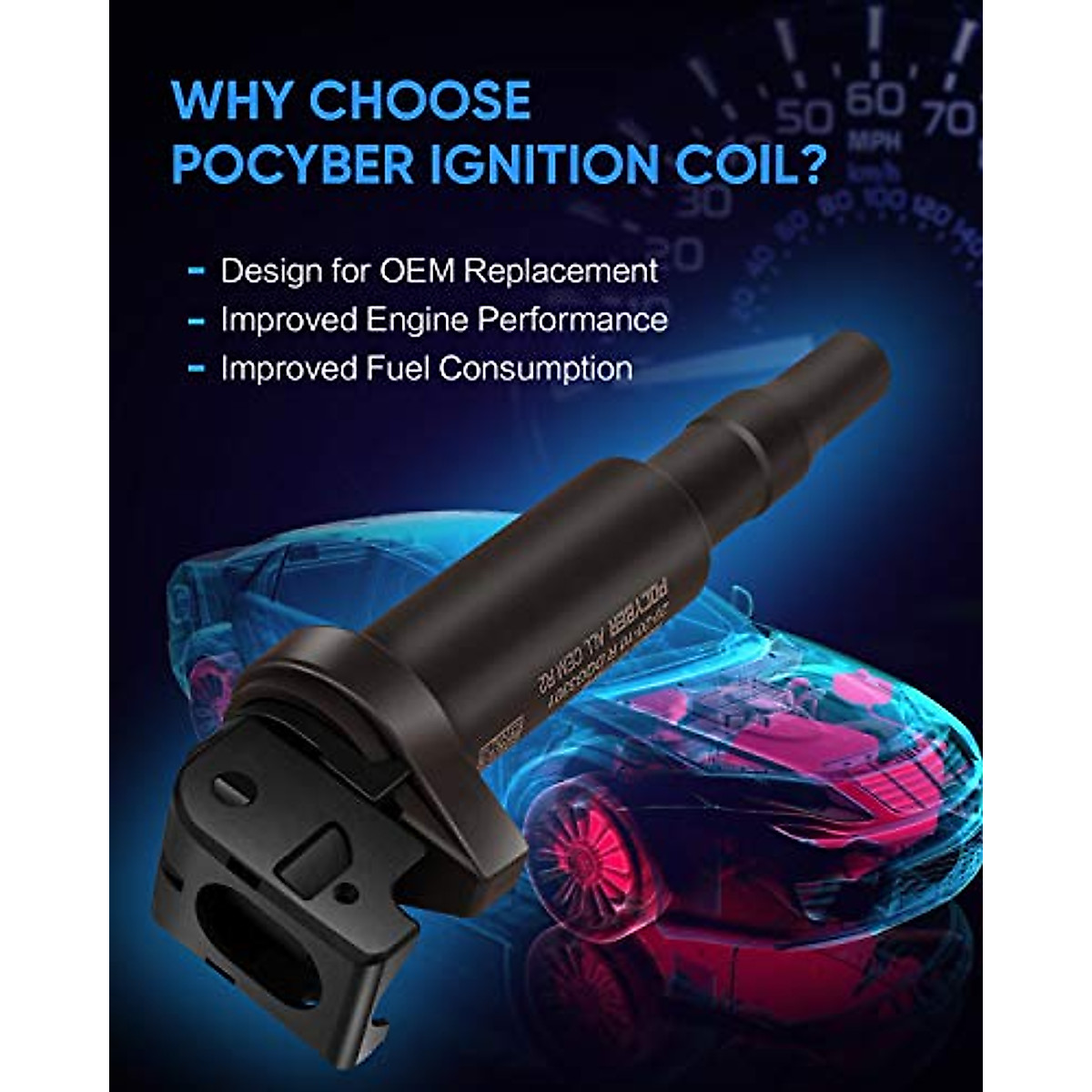 POCYBER Ignition Coils Pack Set of 6 for BMW, Replaces OE# 0221504470 00044 Fits BMW 325i 335i 328i 525i 530i 330i 650i X3 X5 M3 M5 M6 Z3 Z4 Mini More