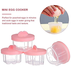Hemoton 4pcs Egg Poacher Cups Egg Bites Mold Egg Steam Poacher Cooker Breakfast Cooking Utensil For Hard Boiled Poached Scrambled Eggs Kitchen Tools with Brush Pink