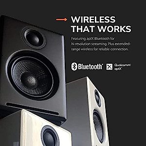 Audioengine A2+ Plus Powered Bluetooth Speakers and DS1 Desktop Speaker Stands Bundle (Black)