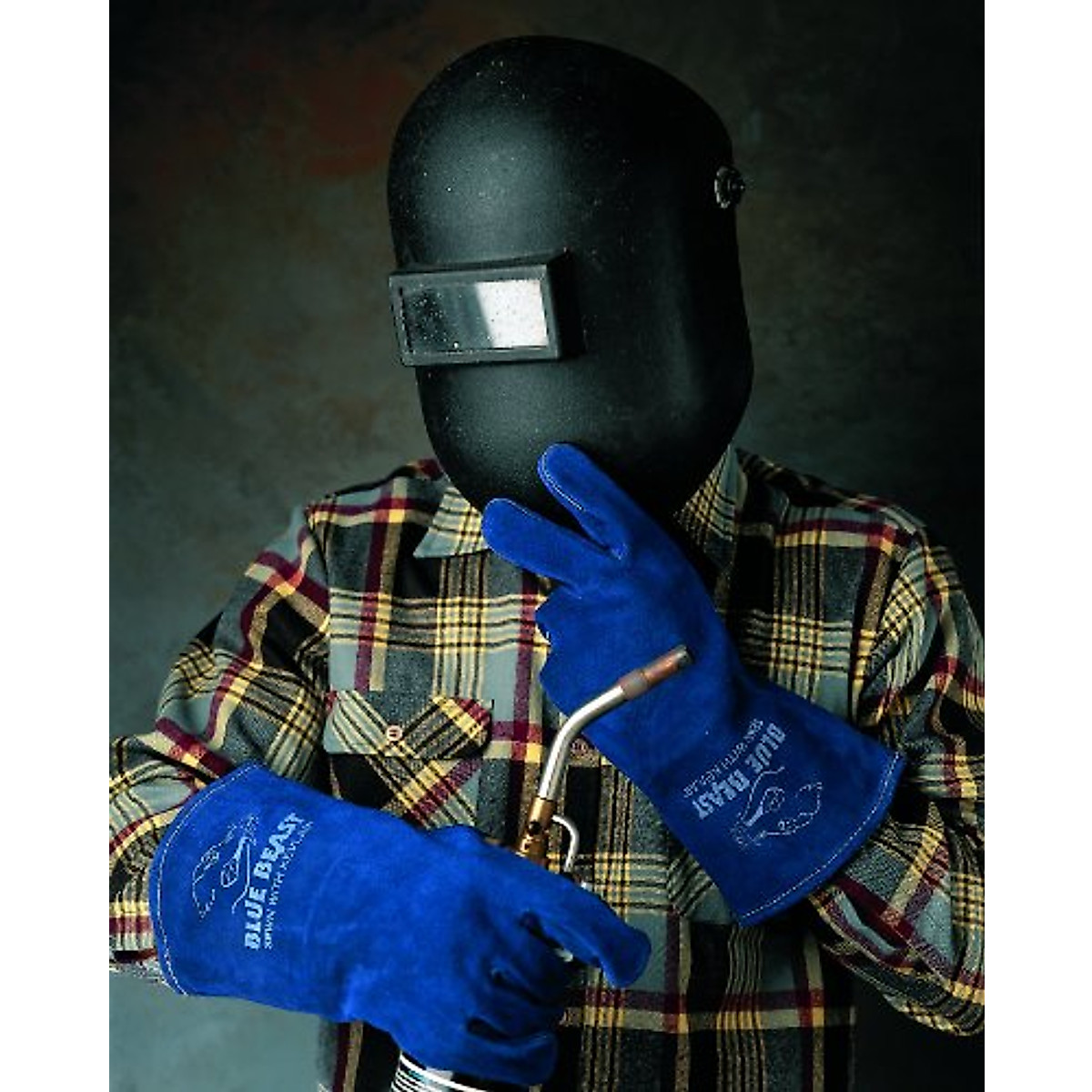 MCR Safety Gloves 4600 Blue Beast Split Cow Leather Welder Gloves with Reinforced Palm and Wing Thumb, X-Large, 1 Pair