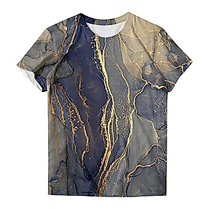 Womens Color Block Crewneck Shirts Short Sleeve Casual Tops Tee Comfy Summer Ombre T-Shirts Trendy Blouses Outfits 2023