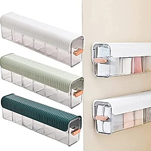 AODGHC Punch-Free Multi-Functional Storage Box, 1 Piece Clear Wall Mounted Drawer Organizer Underwear Socks Seasoning Storage Box with Adjustable Compartment for Closet Kitche (White)